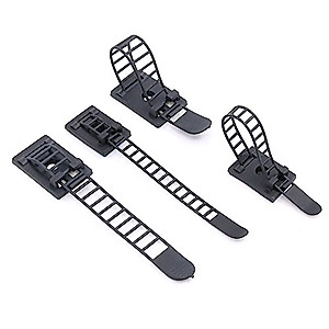 Rustark 50Pcs 2 Sizes Adjustable Self-Adhesive Nylon Cable Straps Cable Ties Cord Clamp for Wire Management, Large and Small