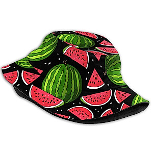 Summer Fruit Watermelon Bucket Hat Fisherman Summer Sun Hat Reversible Cap