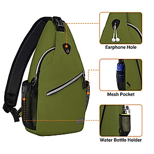 MOSISO Sling Backpack, Multipurpose Crossbody Shoulder Bag Travel Hiking Daypack, Army Green, Medium