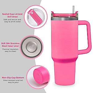 40oz Stainless Steel Tumbler with Handle Lid and Straw Insulated Coffee Mug Water Bottle Tumbler Keeps Hot and Cold Travel Cup (Yellow)