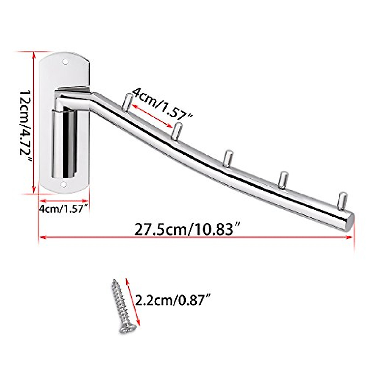 Sumnacon Wall Mounted Clothes Hanger Rack, Stainless Steel Garment Hooks with Swing Arm Holder, Space Saver Coat Robe Storage Organizer for Laundry Room Bedrooms, Clothing Drying Rack with 5 Hooks