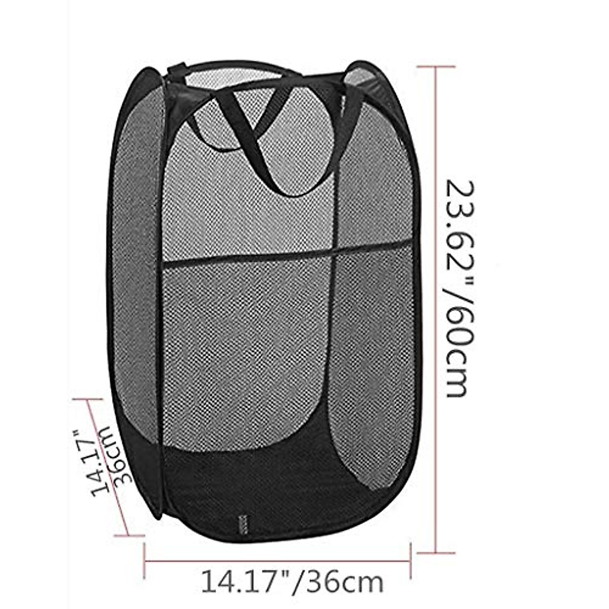DurReus Foldable Large Pop Up Laundry Hamper with Pocket for Dirty Clothes,Sporting Goods,Baby Toys,Dorm Laundry Basket Rectangle Black