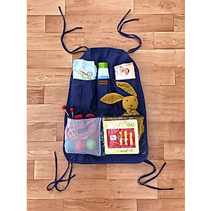 Miniyoki Car Backseat Organizer with Tablet Display Pocket, Travel Essentials for Baby, Car Essentials for Kids, Made in Turkey, Baby Registry Must Have (Dark Blue)