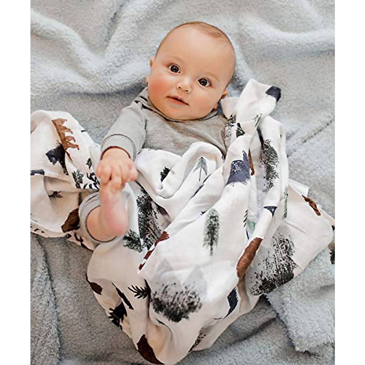 SARANONI Swaddle Blanket Luxury Decorative Baby Muslin Swaddle (Yosemite, 47" x 47")