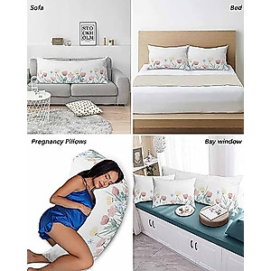 Edwiinsa Spring Floral Pillow Covers Standard Size Set of 2 20x26 Bed Pillow, Watercolor Colorful Summer Flowers Plush Soft Comfort for Hair/Skin Cooling Pillowcases with Envelop Closure