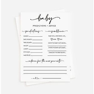 50 Large Baby Predictions and Advice - Minimalist - Baby Shower Game, New Mom & Dad Card or Mommy & Daddy to Be, Girl or Boy Babies New Parent Message Advice Book, Fun Gender Neutral Party (50-Cards)