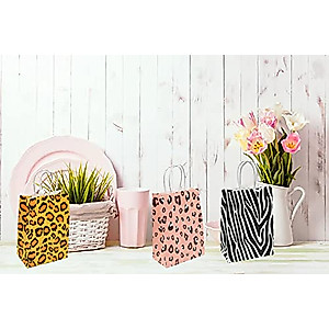 YYaaloa 30PCS Small Gift Bags with Handle Bulk 6 styles Animal Print Party Favor Paper Shopping Bags for Kids Birthday Xmas Party Supplies Retail Bags (animal Print 02, Small 30pcs)