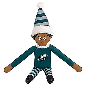 FOCO Philadelphia Eagles Ebony NFL Bench Buddy Shelf Elf - Limited Edition NFL Team Christmas Elf - Plush Toy Travel Companion, Home or Tailgate