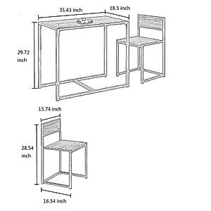 3-Piece Table and Chair Set - Compact Dining Bar Table Set Small Space for Kitchen Living Room Dinette Coffee Dining Breakfast Table Industrial Design