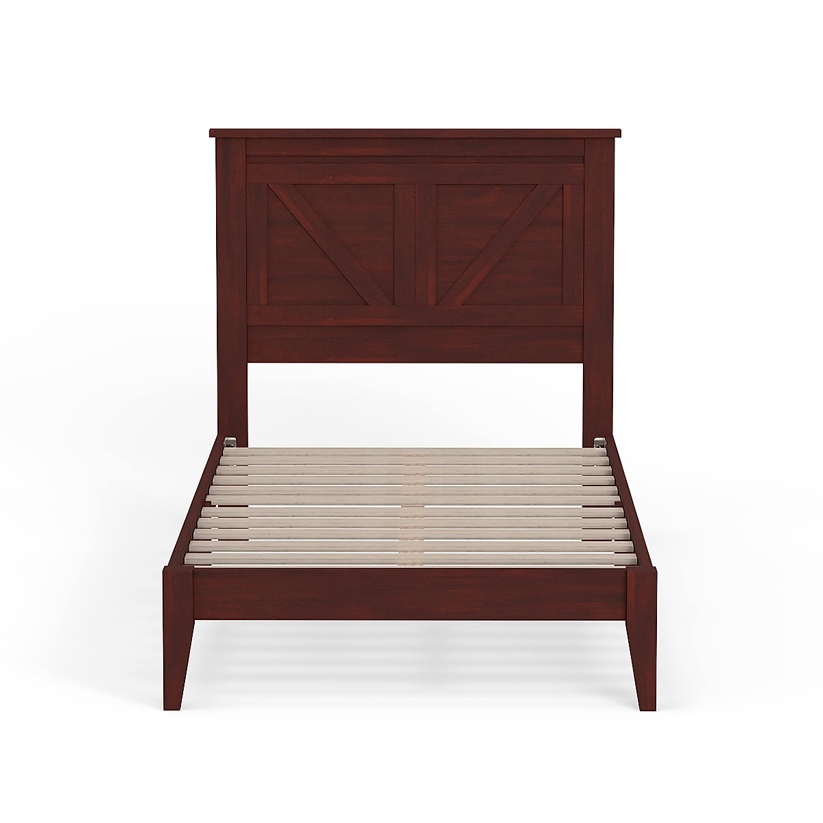 Glenwillow Home Farmhouse Solid Wood Platform Bed in Twin - Classic Cherry