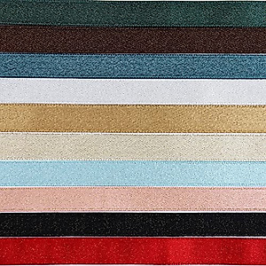 BAORJCT 20 Colors 40 Yard Gold and Silver Glitter Ribbon 3/8" Wide, 2 Yard/roll,20 Rolls, for Bows Crafts Gifts Party Wedding，Engagement, Bridal Shower Gift Wrapping