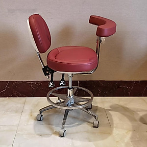 SFKLYU Dentist Chair Doctor Chair Dental Stool Assistant Stool with Backrest Microfiber Leather Height Adjustable,A6