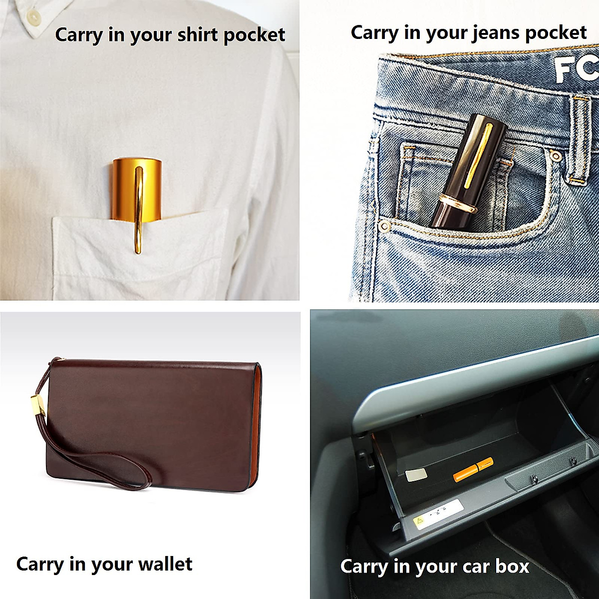 OWTXIS 2 Pack Blue Light Blocking Reading Glasses - Slim Pocket Readers with Pen Clip Case Mini Lightweight Readers (Black, Gunmetal, +2.00)