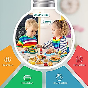 CUTE STONE 40PCS Kids Play Kitchen Accessories, Play Cooking Toys with Pots and Pans, Cutting Play Food Set and Cookware Utensils Kids Kitchen Playset for Boys Girls