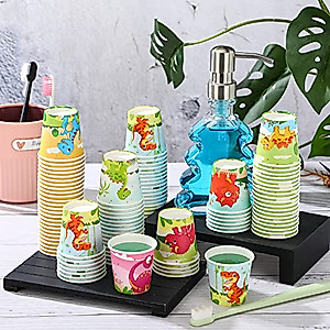 Dingion 1000 Pack 3 oz Bathroom Cups Small Paper Cups Disposable Mouthwash Cups Cute Paper Cups Espresso Cups Disposable Cups for Bathroom, Office, Party, Coffee, Water, Juice, Dinosaur Style