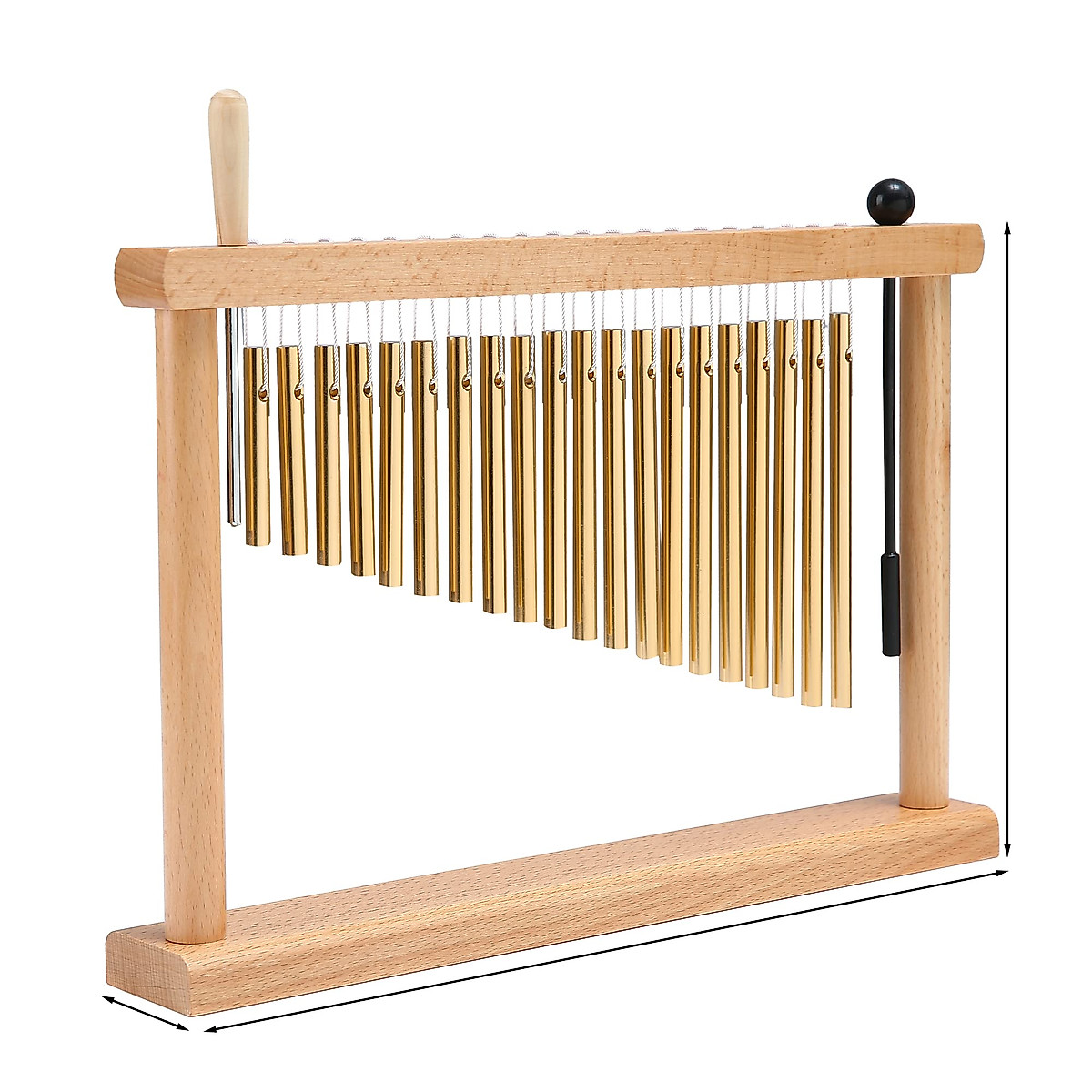 20-Note Chime Bar Table Top Wind Chime Music Percussion Instrument with Mallet, Golden