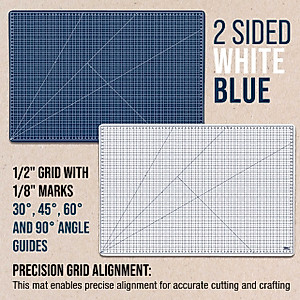 U.S. Art Supply 40" x 60" WHITE/BLUE Professional Self Healing 5 - 6 Layer Double Sided Durable Non-Slip Cutting Mat Great for Scrapbooking, Quilting, Sewing and all Arts & Crafts Projects