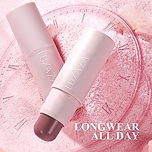 LUXAZA Cream Blush Stick Makeup for Cheeks, Natural Matte Lip and Cheek Makeup Stick Wand for Mature Skin, Lightweight Dewy Finish Creme Blush for Girls and Women, Blush (Matte) #04B Nude-Mauve