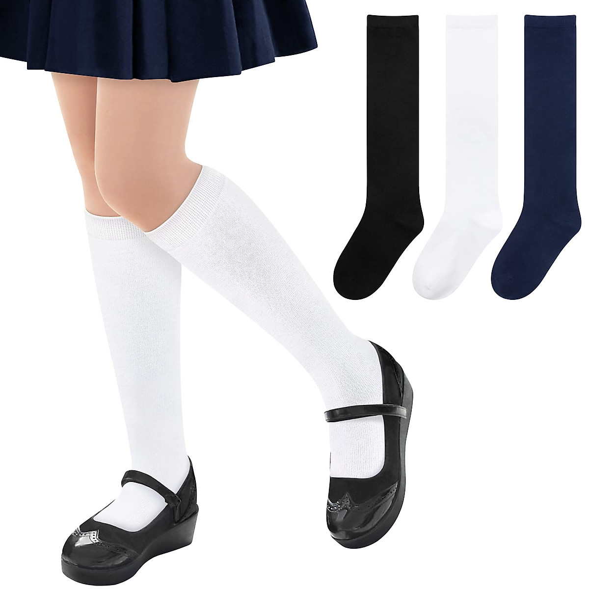 Kids' Long Knee High Socks - School Socks for Boys & Girls, Ages 6-8
