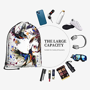 OVPSZFYO Birds Drawstring Backpack String Bag for Men Blue Folding Water Resistant for School Yoga Shopping Sports Gym