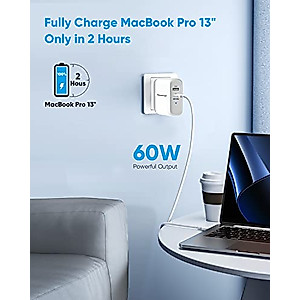 USB C Charger, PowerLot 68W 2 Port GaN PD& QC USB-C Power Adapter, 60W USB C Wall Charger for MacBook Pro, iPad pro Charger Block, 18W USB A Fast Charger for iPhone 12 Pro Max/ 11 Pro Max/iPad Air