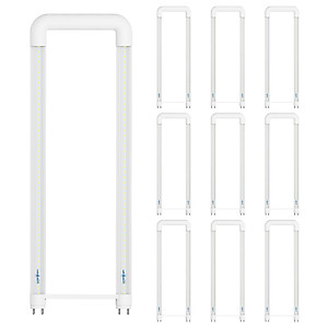 LUMINOSUM, T8 T12 U Bend LED Tube Light 2x2 Foot, 20W (40 watts equivalent), Cool White 6000k, Clear Cover, Ballast Bypass, ETL Listed, 10-pack