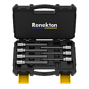 Renekton Torx Star Bit Socket Set,1/2" 3/8" 1/4" Drive, T8 - T70, S2 and Cr-V Steel,13 Pieces