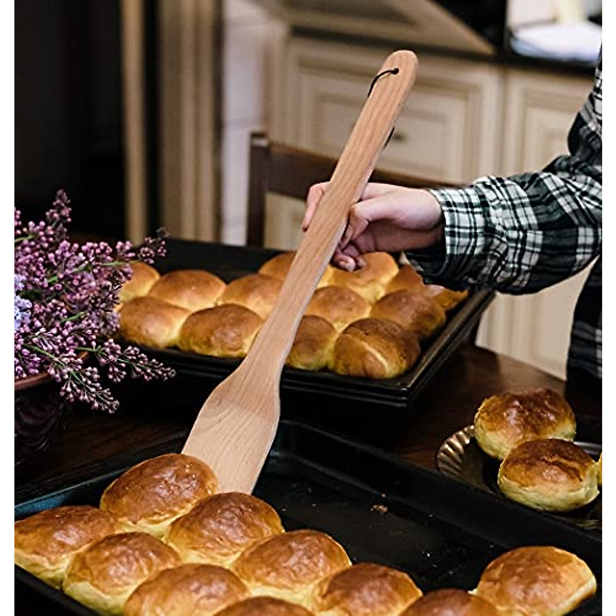 ECOSALL Large Wooden Spoon - 18-inch Heavy Duty Cajun Stir Paddle for Cooking in Big Pots & Wall Décor - Big Spoon For Brewing, Grill, Mixing, Stirring - Solid Natural Hard Wood Long Spatula.