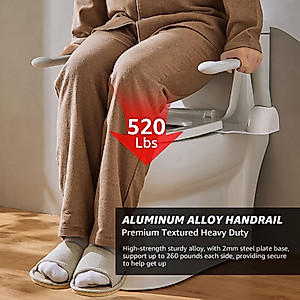 KSITEX Toilet Safety Rails for Elderly, Toilet Safety Frame Senior with Armrest Handles Fold or Lift Toilet Grab Bar Heavy Duty (520 LB) Stable Support