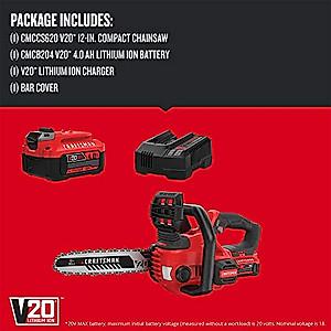 CRAFTSMAN V20* Cordless Chainsaw, 12-Inch (CMCCS620M1)