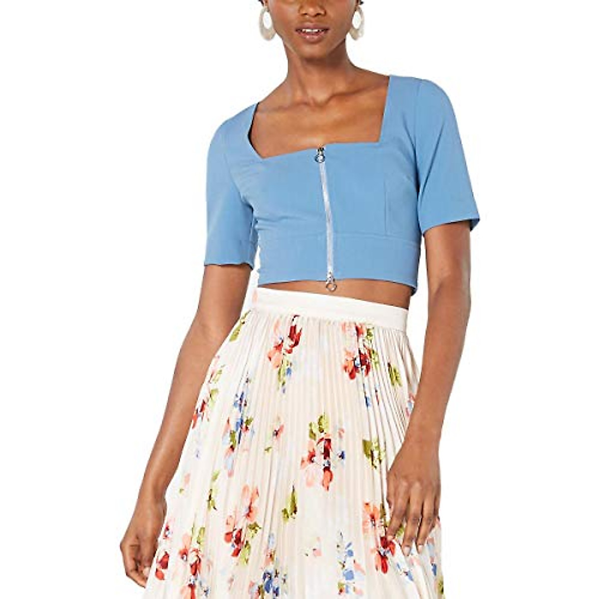 Jill Jill Stuart Womens Crepe Square Neck Crop Top Blue 6