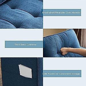 VINGLI Upgraded Loveseat Sleeper, 53.5" W 80" L Convertible Sofa Bed Couch Futon Couches for Living Room, Folding Couch Bed for Small Spaces, Foldable Floor Gaming Sofa Bed for Basement, Navy Blue