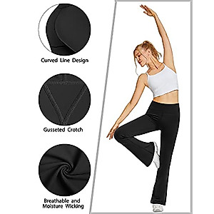 Promover Bootcut Yoga Pants for Women Flare Leggings High Waist Flared Bootleg Workout Pant for Casual Work Dress Pant(Black-33,M)
