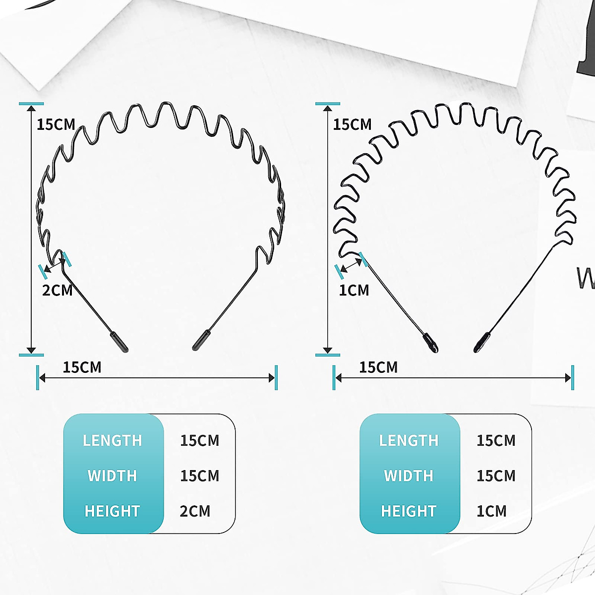 ZHUNBABA Unisex Flexible Metal Hair Band Headbands - Non-Slip Hairband for Men and Women, Wavy Elastic Hair Hoop for Home, Outdoor Sport and Yoga