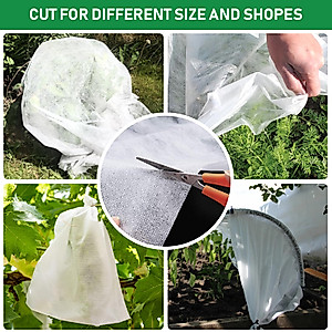 YNERHAI Plant Covers Freeze Protection Kit with 6 Pcs Garden Hoops & Clips, 10 ft x 50 ft Garden Frost Cloth Plant Covers for Winter Protection, Floating Row Cover Frost Blankets (1.05 Oz/yd²)