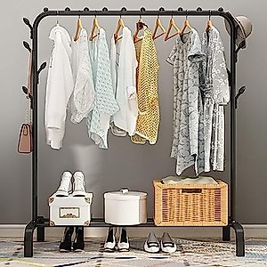 GIFZES Clothing Rack Clothes Rack,Metal Clothing Garment Rack,Heavy Duty Clothes Stand Rack with Bottom Shelf for Hanging Clothes, Coats, Skirts, Shirts, Sweaters Black
