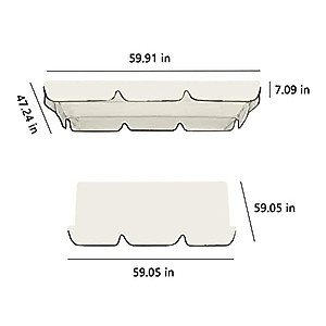 Outdoor Porch Swing Canopy Waterproof Top Cover Set, Garden Swing Seat Replacement Canopy Awning Canopy Cover/Seat Cover Outdoor Patio Ham-Mock Swing Seat Cushion Cover