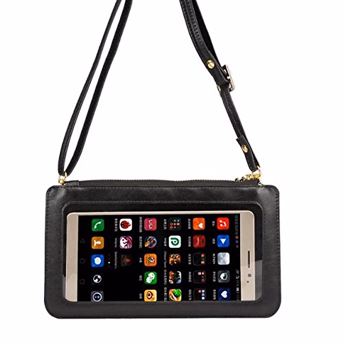 Touch Screen Cellphone Crossbody Shoulder Bag Purse Pouch Case for Google Pixel 6 Pixel 5a 4a 5G, Pixel 4 XL, Pixel 3 XL, BLU G91 G90 G50 Plus G60 G70 Samsung Galaxy A51 A52 A41 A32 (Black)