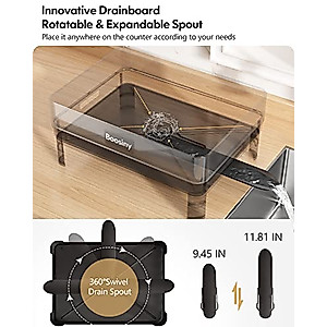 BOOSINY Dish Drying Rack with Drainboard Set, 304 Stainless Steel Dish Rack, 2 Tier Extra Large Dish Drainer with Cup Holder and Utensil Holder for Kitchen Counter of Big Family