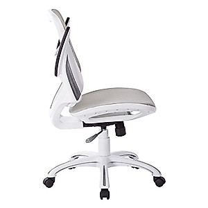 Office Star Ventilated Manager's Office Desk Chair with Breathable Mesh Seat and Back, White Base, White
