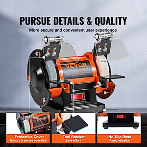 VEVOR Bench Buffer Polisher, Bench Buffer Grinder Polishing & Buffing Machine for Metal/Jewelry/Wood/Jade/Plastic/Silver DIY, with Wool/Abrasive Fiber Wheel/Grinding Wheel,100pcs Tools, 3590RPM