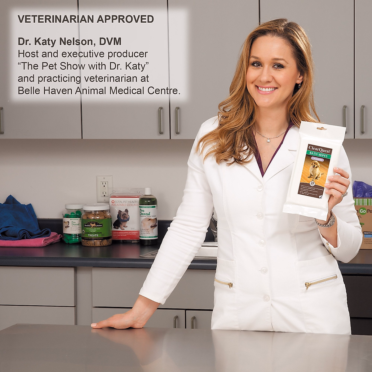 ClearQuest Bath Wipes - Alcohol-Free Wipes for Cleaning and Deodorizing Dogs and Cats Between Baths - Baby Powder, 24-Pack