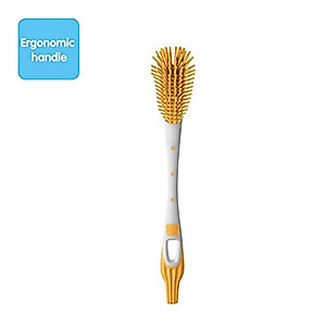 MAM Baby Bottle Cleaning Brush, Soft Brush Baby Bottle Cleaner, BPA-Free Rubber Cleaning Brush for Bottles and Cups, Yellow/White, 1-Count