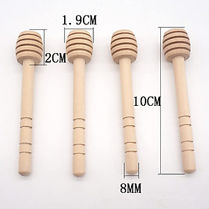 Personalized Mini Honey Dipper Stick Custom Honey Spoon Combs for Wedding Party Gifts Baby Bath and Baptism Dessert Utensils Wooden Spoons Logo (50p,10cm/3.9in)