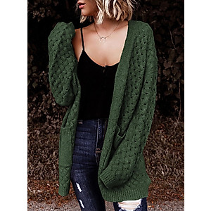 Dokotoo Womens Oversized Winter Cardigans Sweaters for Women 2024 Fashion Open Front Ladies Long Sleeve Autumn Chunky Casual Soft Knit Outerwear Coats Green X-Large