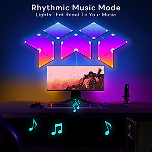 MCWOFI RGBW Smart Triangle Light, LED Wall Panel Light 9 Pack, DIY Design, Music Synchronization, APP Control, for Living Room, Game, Party Decoration