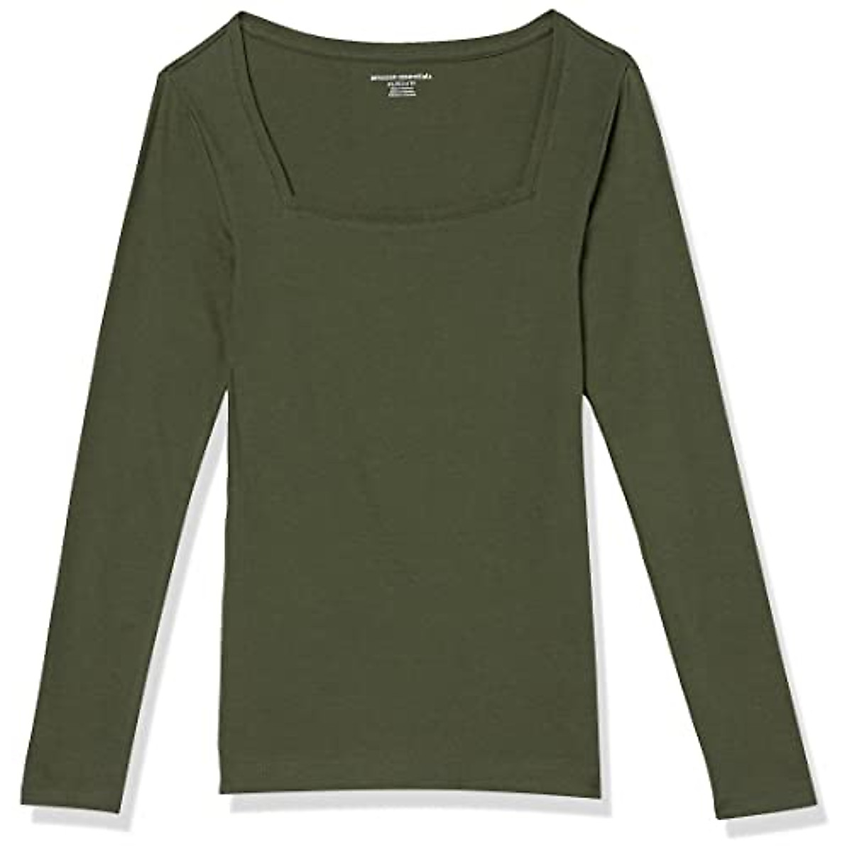 Amazon Essentials Women's Slim-Fit Long Sleeve Square Neck T-Shirt, Olive, Medium