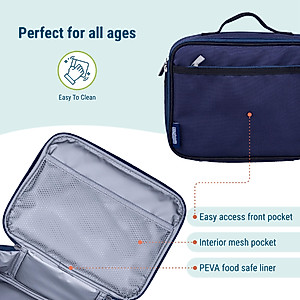 Wildkin Kids Insulated Lunch Box – Durable and Reusable for School & Travel - Whale Blue