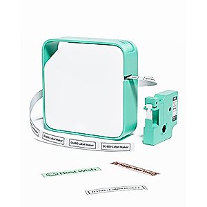 Vixic Label Maker D1600, Small Handheld Bluetooth Label Maker Machine with Tape, Portable Rechargeable Printer for Business Home Office, Multiple Templates Compatible iOS Android, Green Labeler