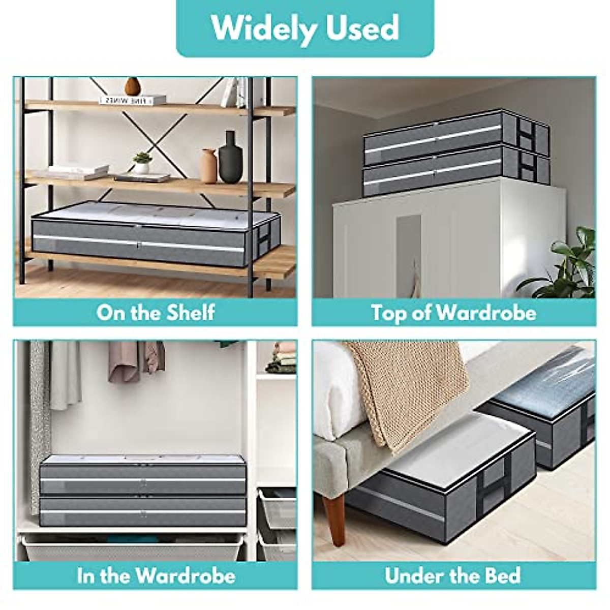 GARPROVM Under Bed Storage Bags, Organizer Container Clothes Storage Foldable Bags for Clothing, Sweaters, Comforter, Blanket, Pillows,Toys